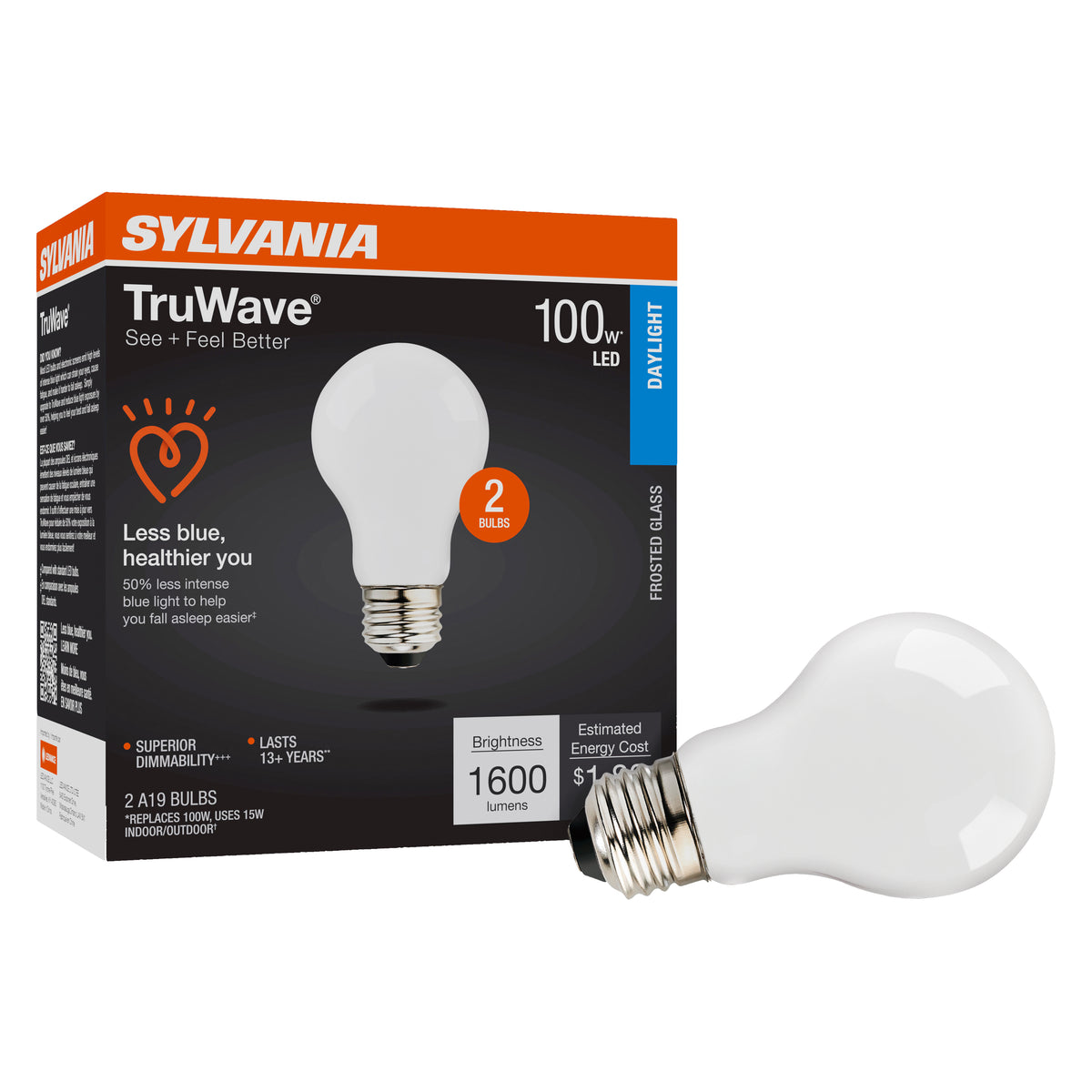 SYLVANIA LED TruWave A19 Light Bulb, 100W = 15W, 1600 Lumens, Medium B ...